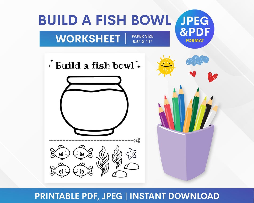 Build A Fish Bowl Worksheet for Kids, Back to School Activity ...