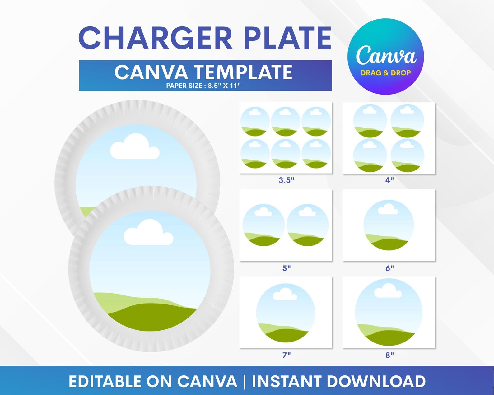 Charger Plate Insert Canva Template Bundle : Editable on Canva - Etsy