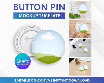 Round Pin Back Mockup, Button Pin Mockup Template, Circle Button Pin ...