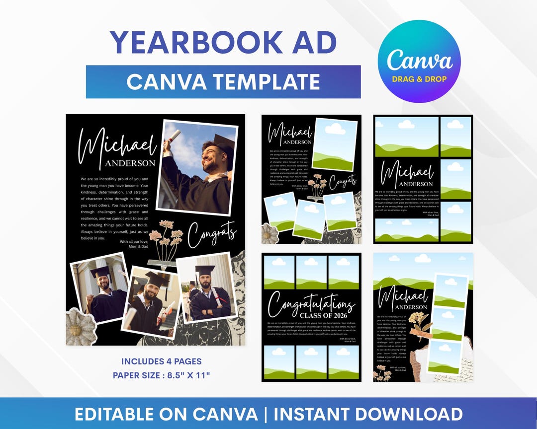 Yearbook Ad Canva Template, Yearbook Frame Canva, Yearbook Photo Frame ...