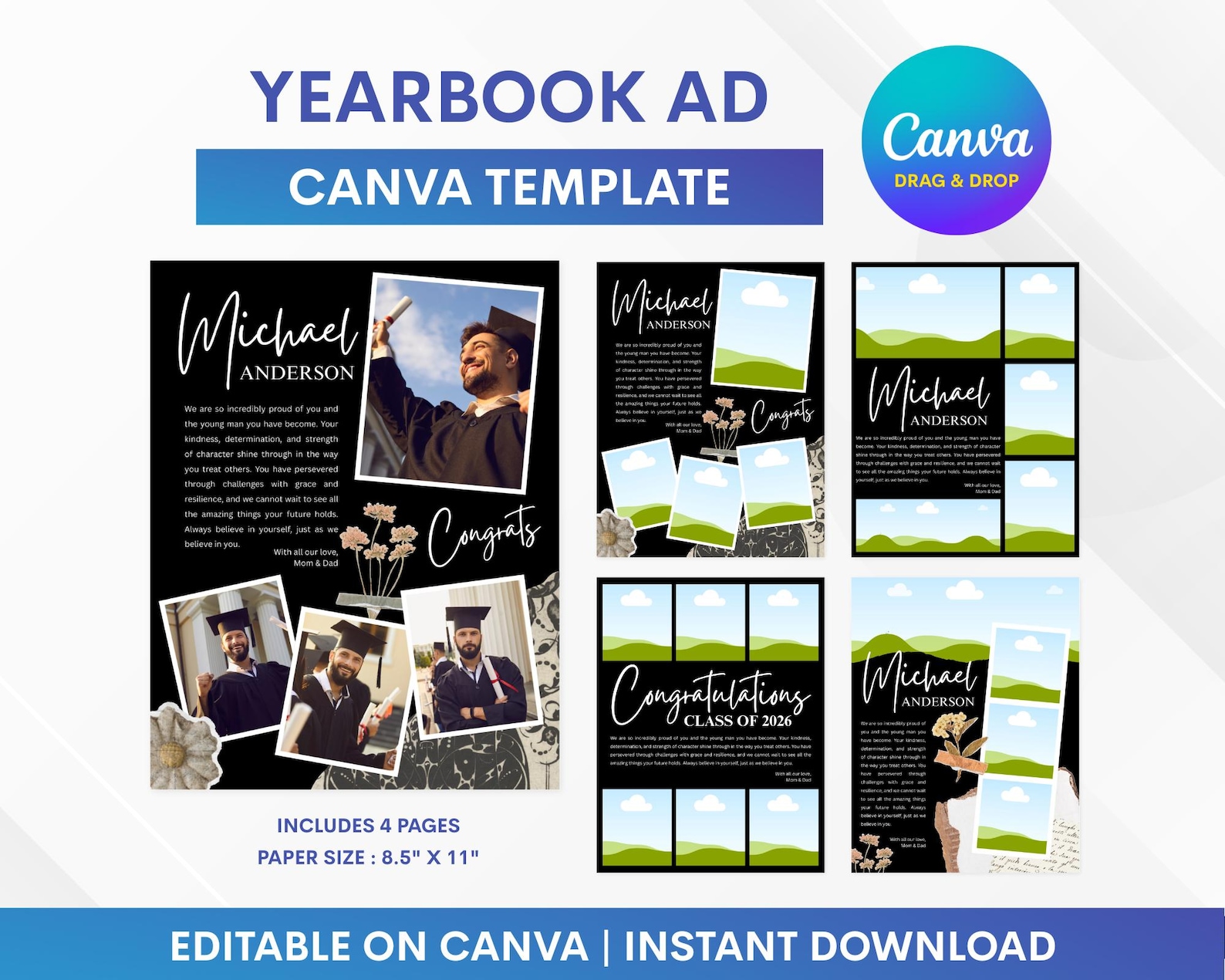 Yearbook Ad Canva Template, Yearbook Frame Canva, Yearbook Photo Frame ...