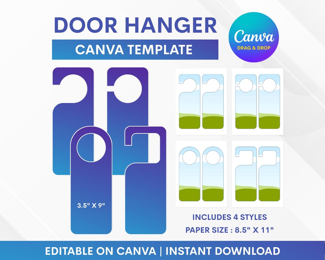 Door Hanger Canva Template, Door Hanger Template Bundle, Bundle Door ...