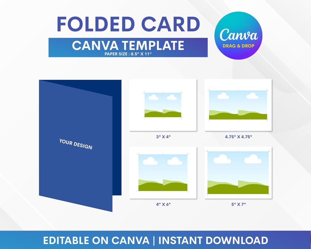 Folded Card Canva Template, Greeting Card Canva Template, Greeting Card ...