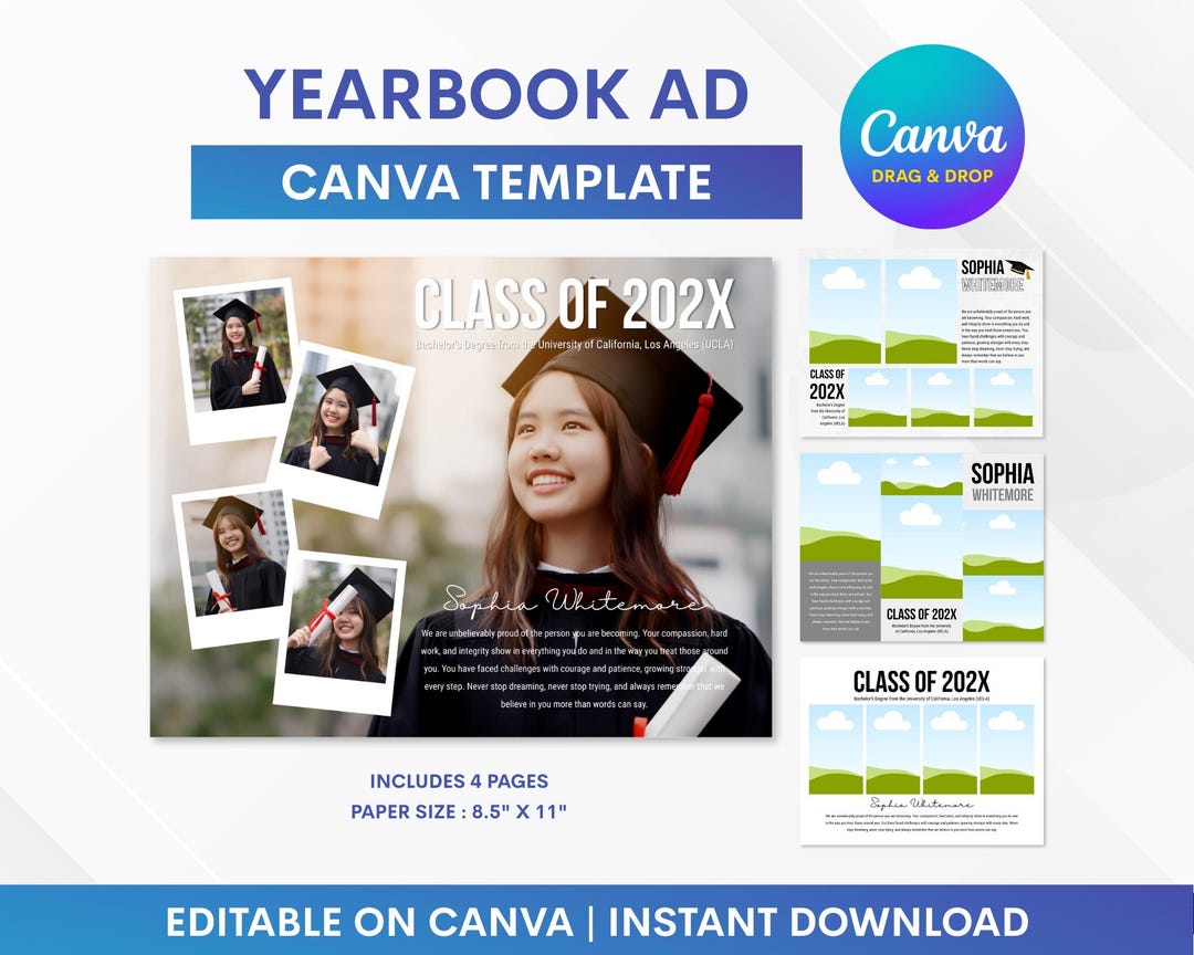 Yearbook Ad Canva Template, Yearbook Frame Canva, Yearbook Photo Frame ...