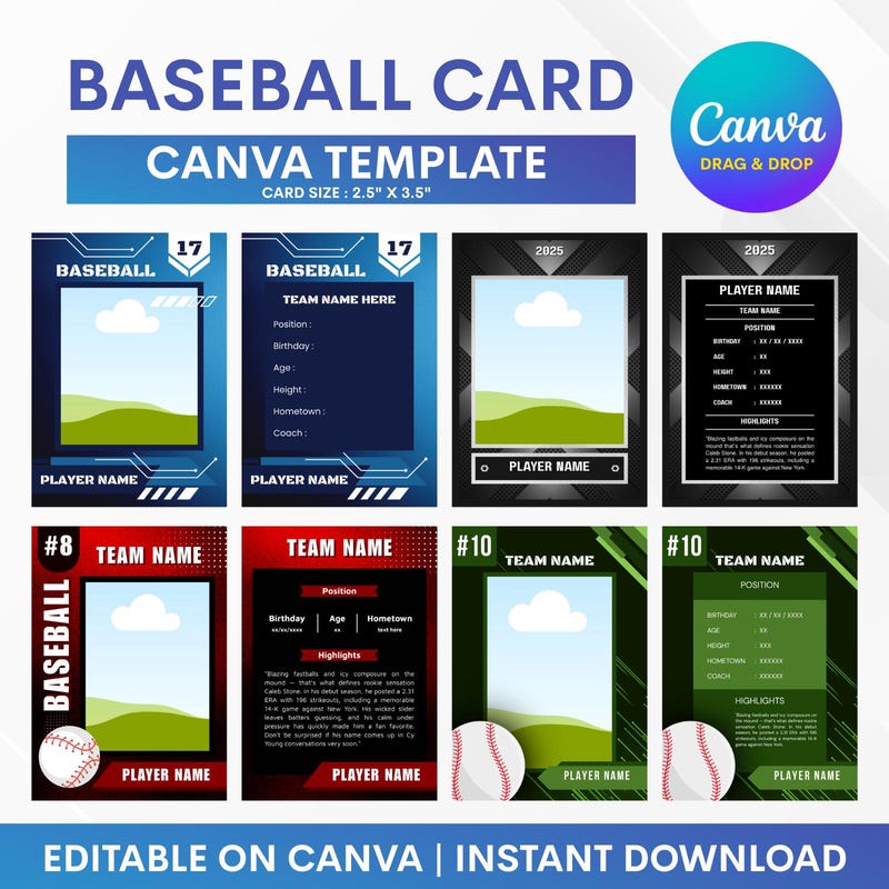 Baseball Card Template - Etsy