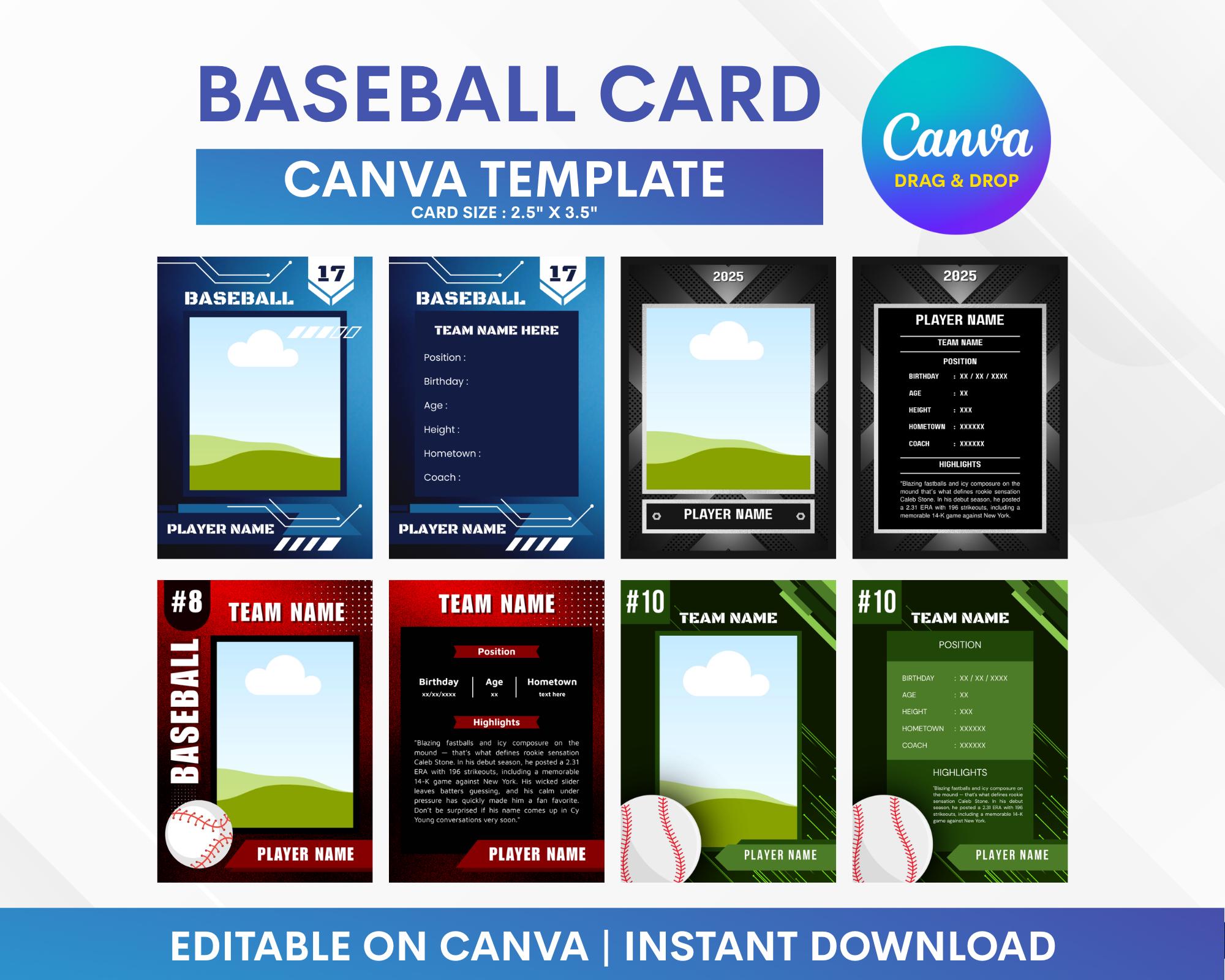 Baseball Trading Card Template, Baseball Trading Card Bundle : Canva ...