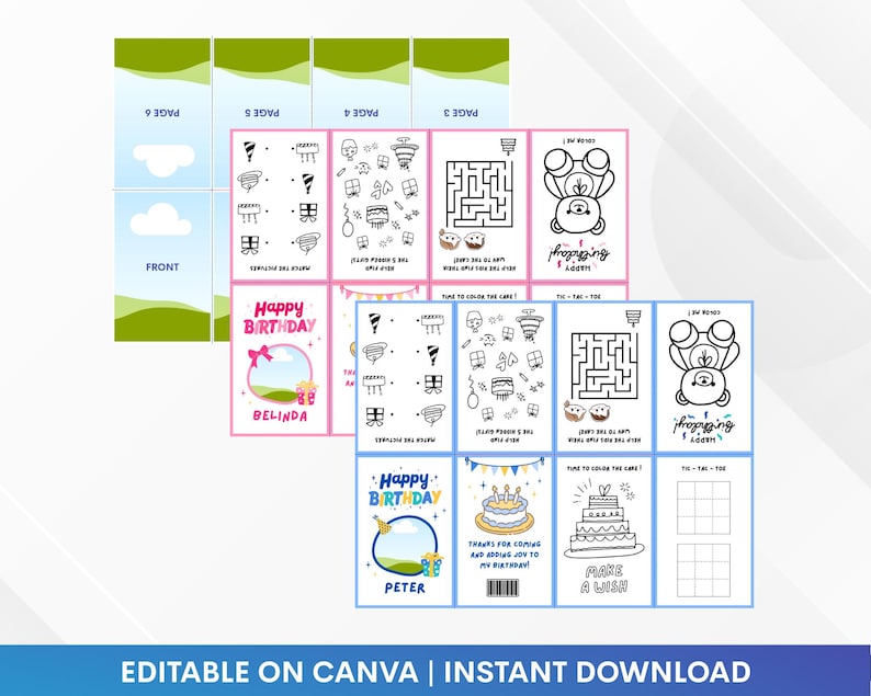 Birthday Booklet Canva Template, Mini Coloring Book, Birthday Activity ...