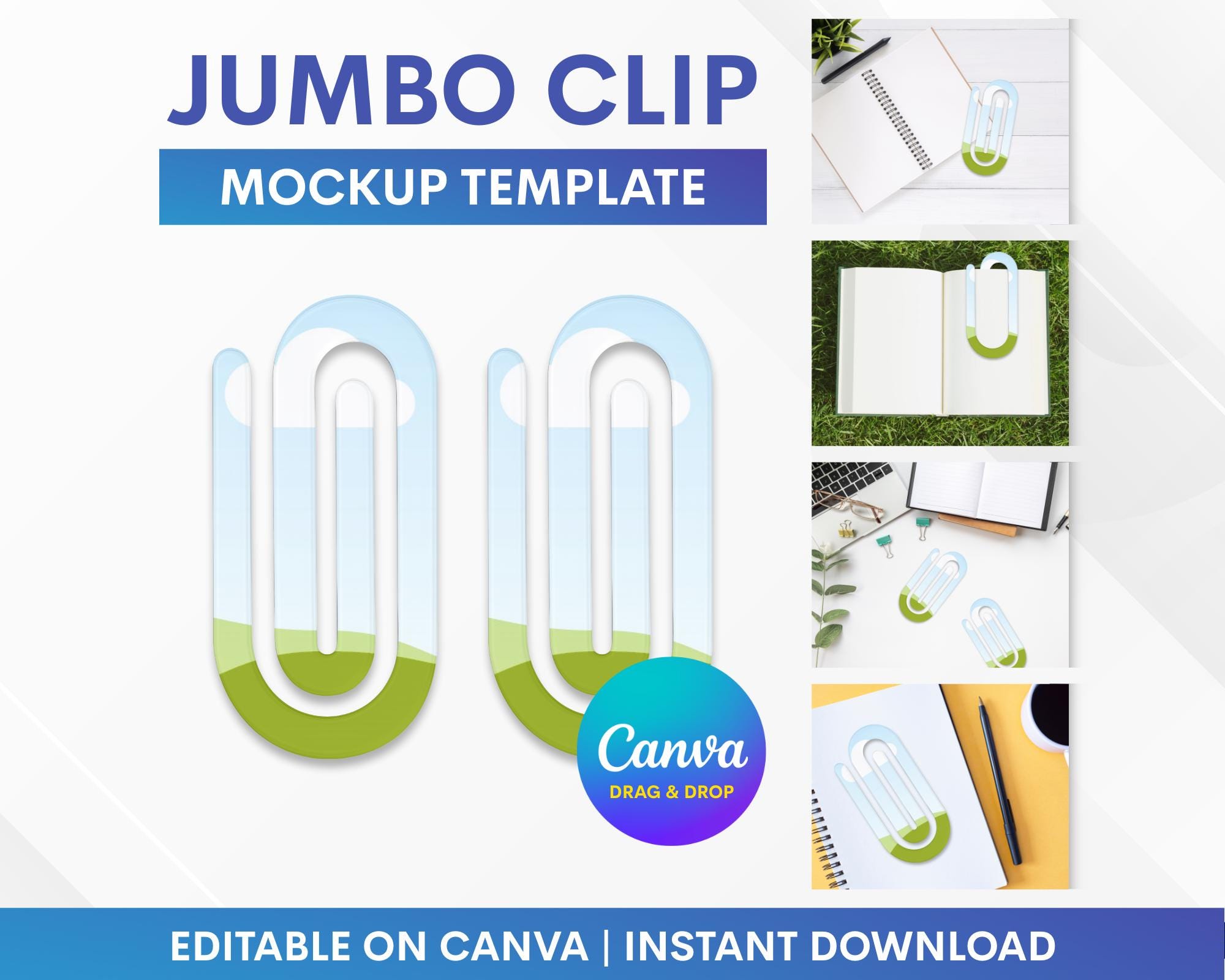 Jumbo Clip Mockup, Jumbo Paper Clip Mockup, Jumbo Paper Clip Template ...