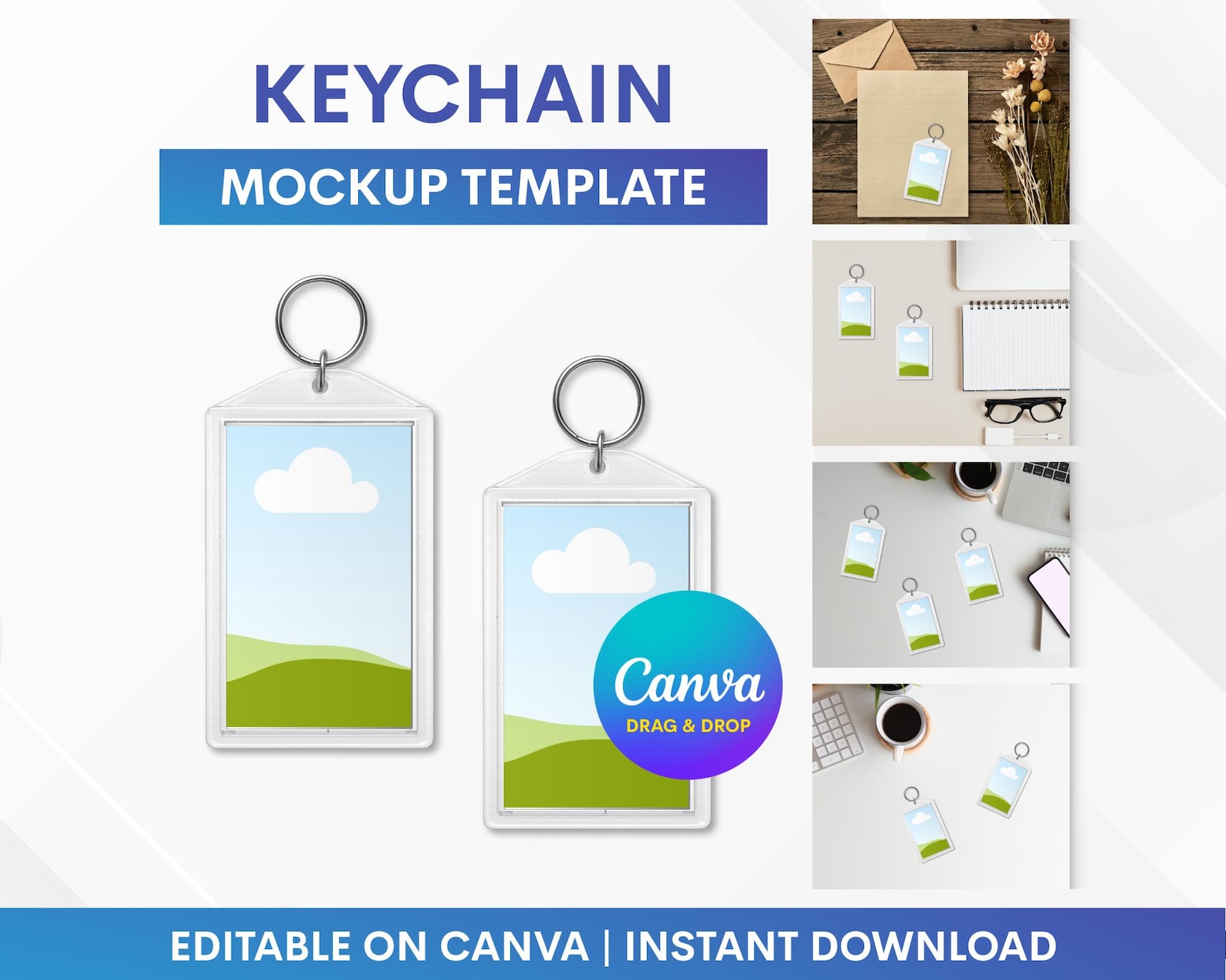 Keychain Mockup, Insert Photo Keychain Mockup, Photo Keychain Mockup ...