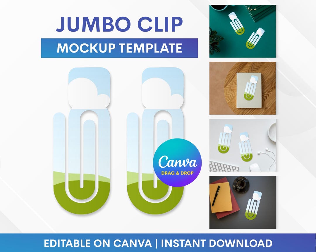 Jumbo Clip Mockup, Jumbo Paper Clip Mockup, Jumbo Paper Clip Template ...