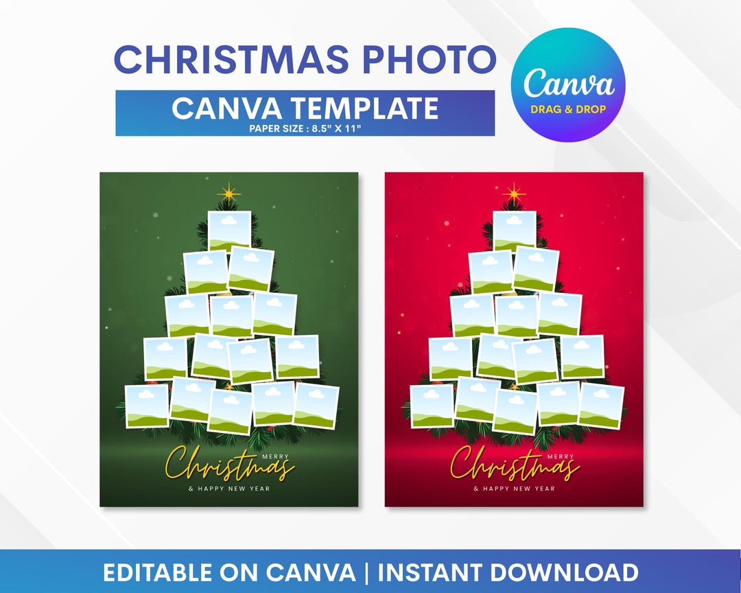 Christmas Tree Photo Canva Template, Christmas Tree Collage, Christmas ...