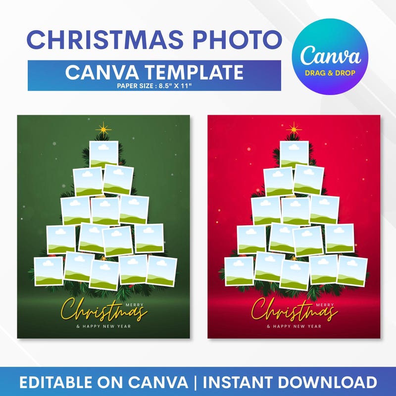 Tree Photo Box Template - Etsy