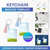 10x Keychain Canva Editable Templates | Rectangle & Circle Keychain ...