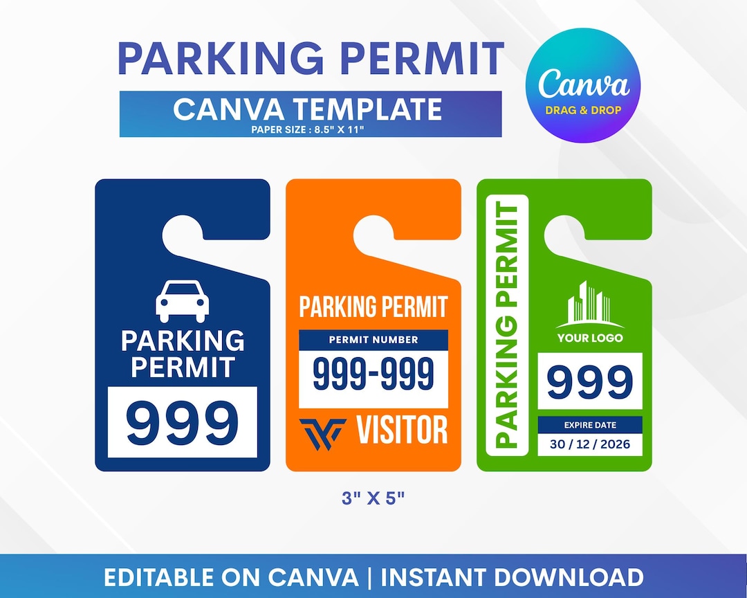 Parking Permit Canva Template, Parking Pass Template, Paring Tag Template : Editable on Canva - Etsy