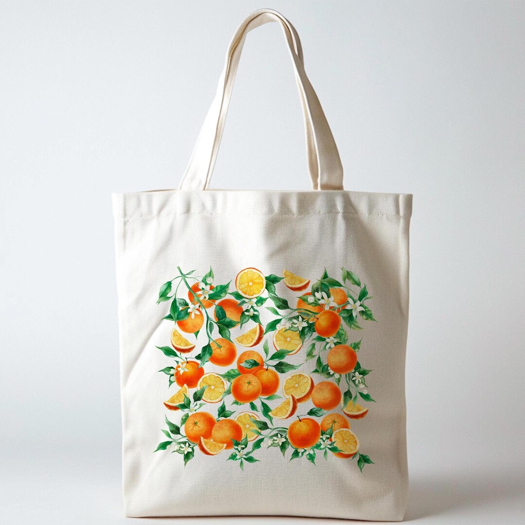 Orange Blossom Tote Bag, Citrus Botanical Tote, Eco Friendly Organic ...