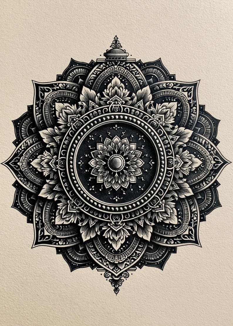 Fine Line Mandala Art Print | Detailed Sacred Geometry Wall Art | Boho ...