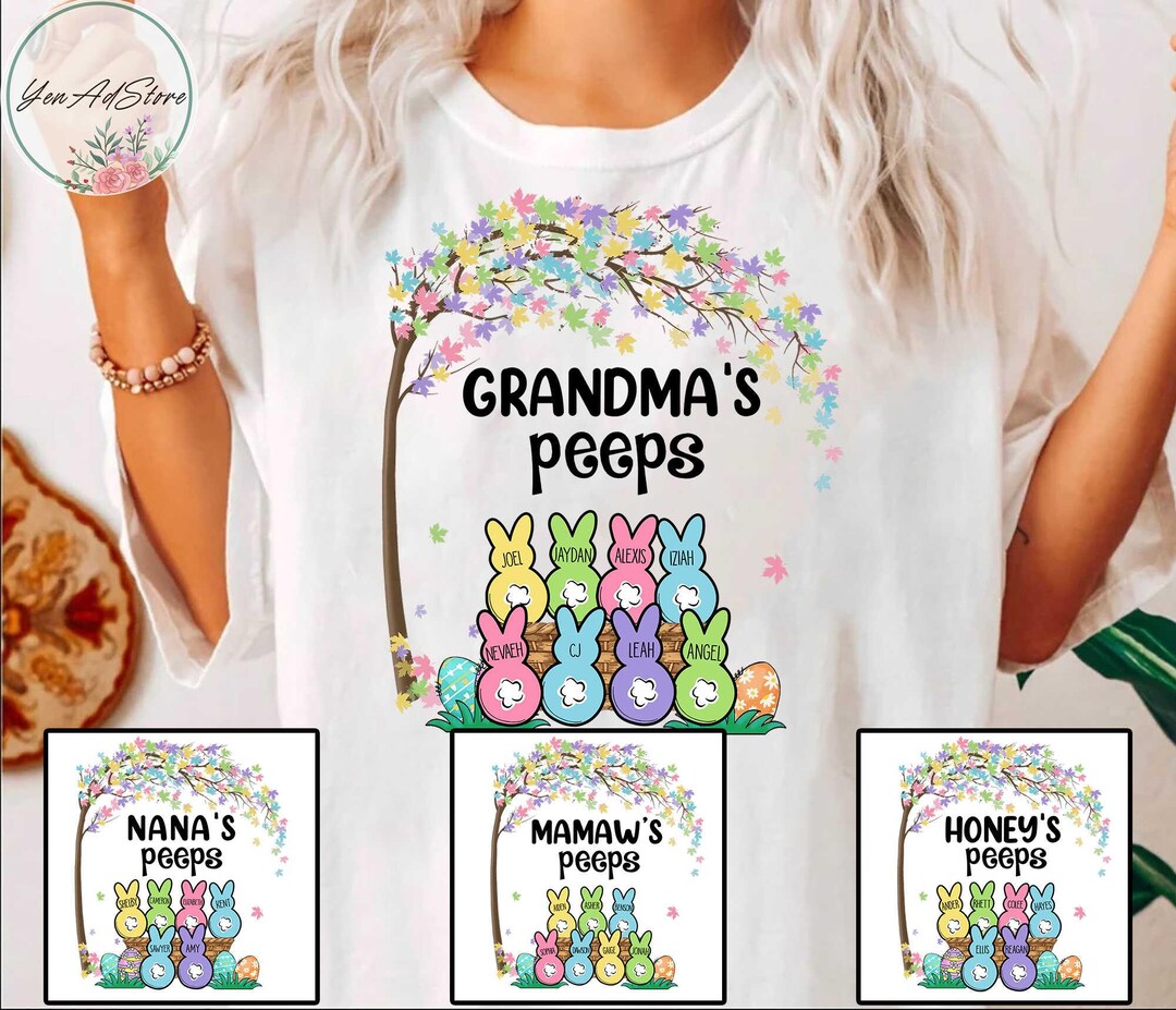 Personalized Grandma's Peeps Easter Shirt, Custom Grandma Easter Shirt ...