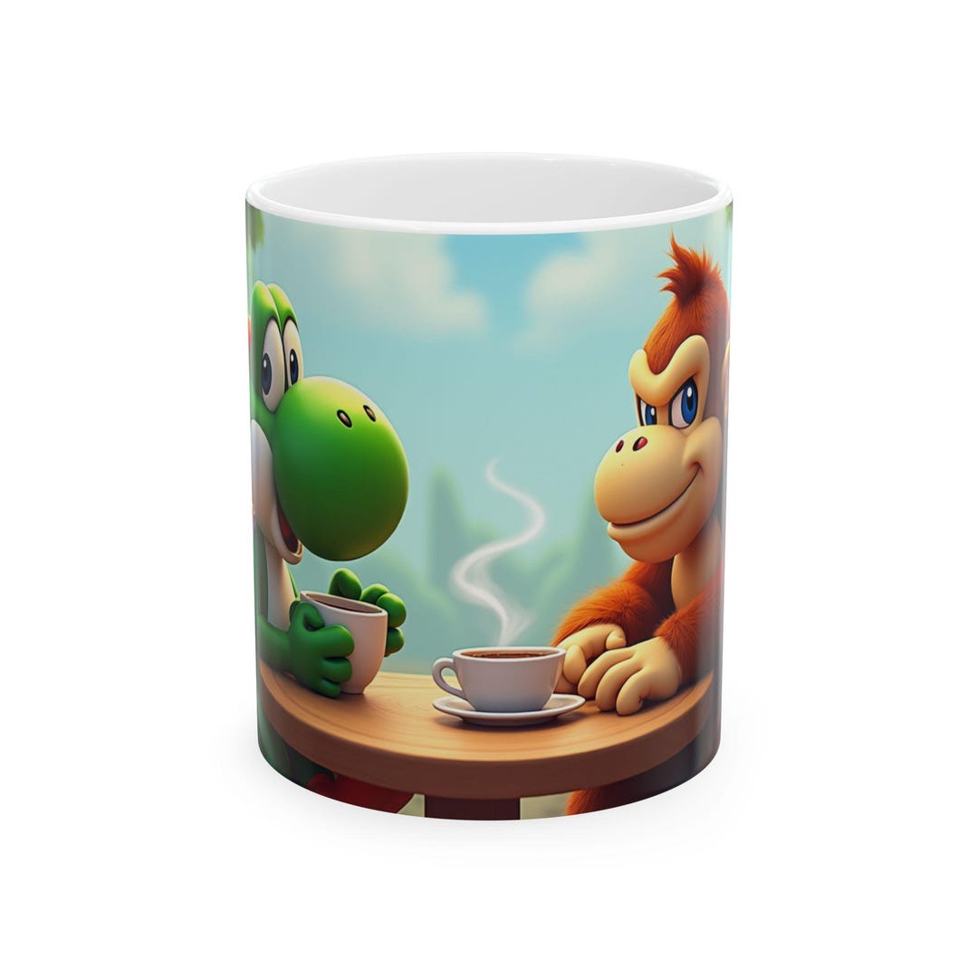 Whimsical Cartoon Character Ceramic Mug, Fun Gift for Gamers, Cozy ...