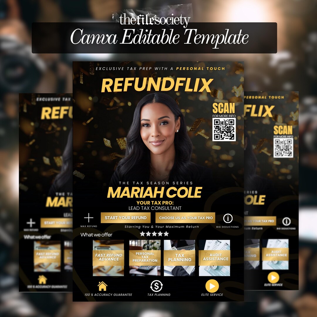 Refundflix Tax Flyer, Editable Tax Prep Template, Tax Marketing Flyer ...