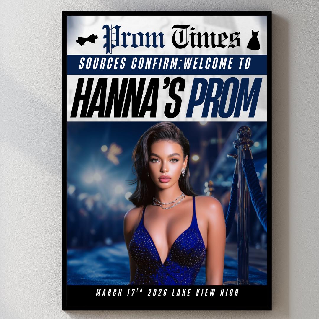 Newspaper Prom Night Welcome Sign Template for Girls, Editable Navy ...