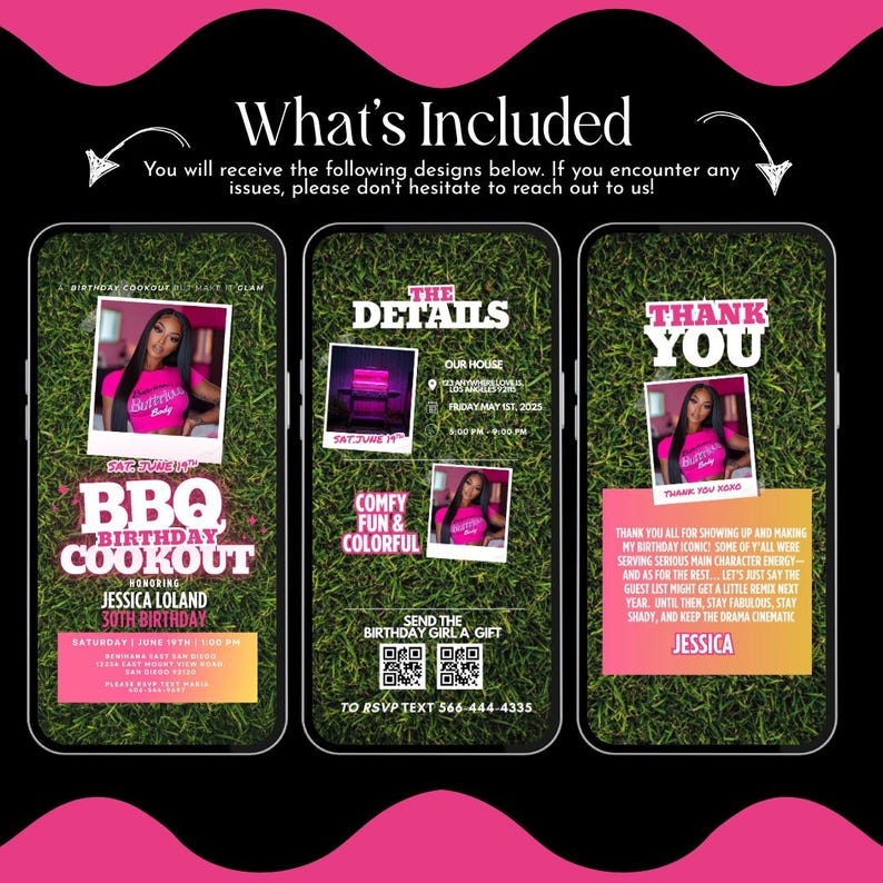 Birthday Cookout Invitation, Glam BBQ Video Invite, BBQ Dinner Flyer ...