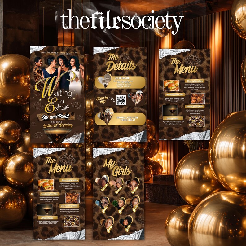 Waiting to Exhale Leopard Print Sip Paint Wine Night Invitation With ...