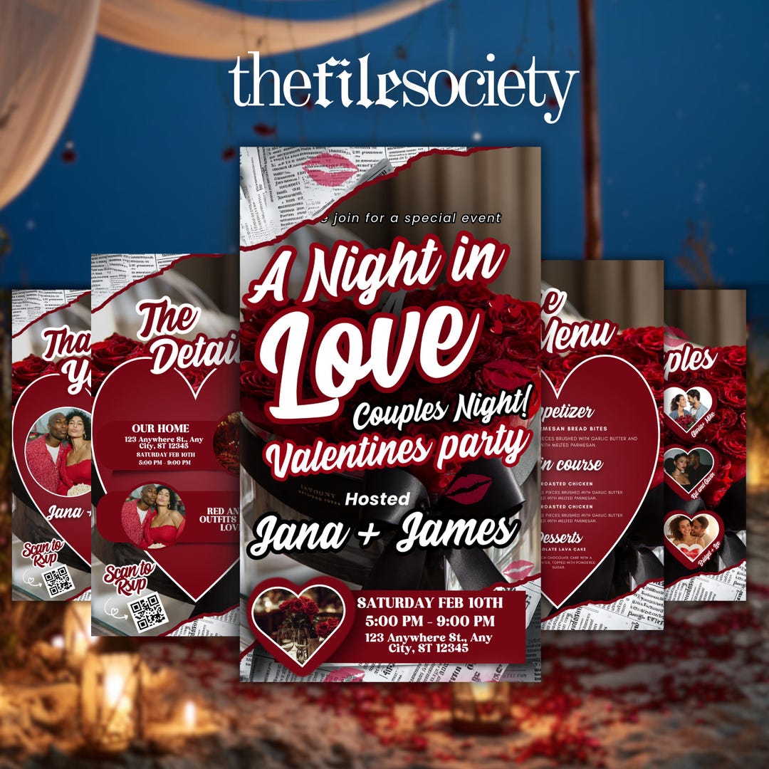 Valentine’s Day Date Night Invitation, Couple Night in Party, Romantic ...