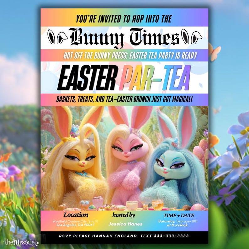 Easter Tea Party Invitation Template, Kids Spring Tea Party Invite ...