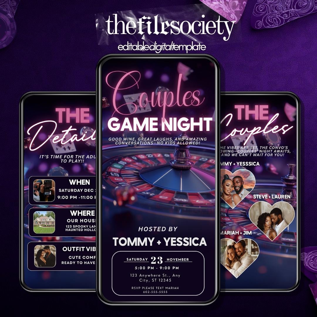 Couples Game Night Animated Invitation, Adult Date Night Party Evite ...