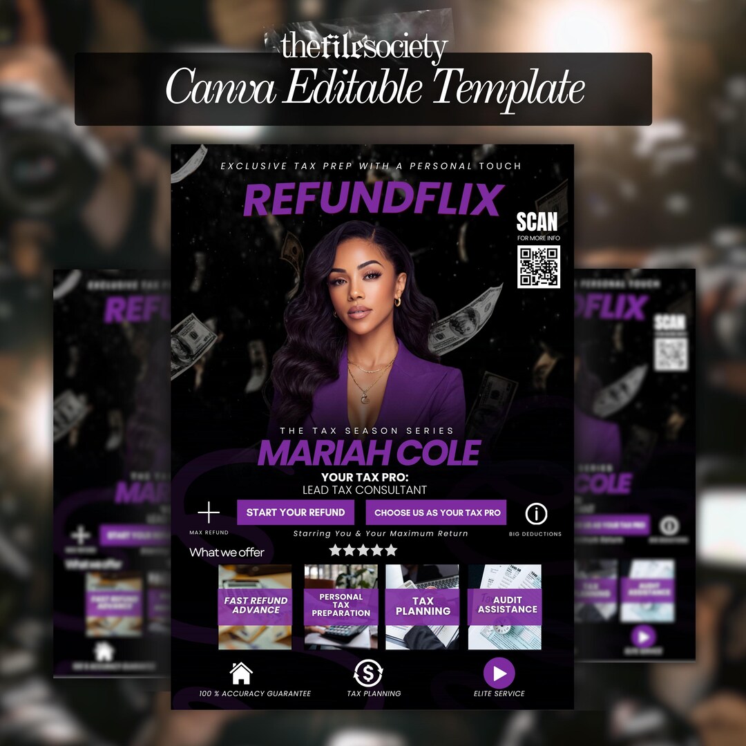 Refundflix Tax Flyer, Editable Tax Prep Template, Tax Marketing Flyer ...