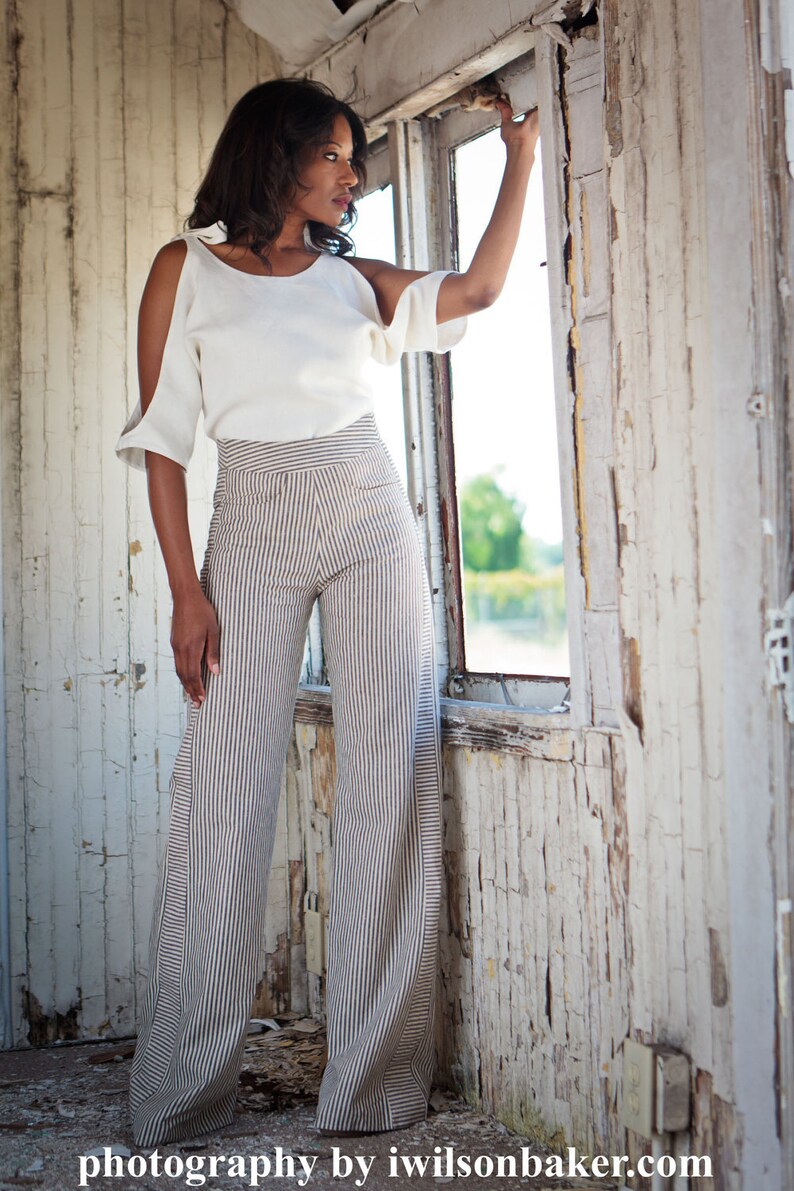 Railroad Stripe Tuxedo Pants Bell Bottom Pants Straight Pants Wide Leg ...