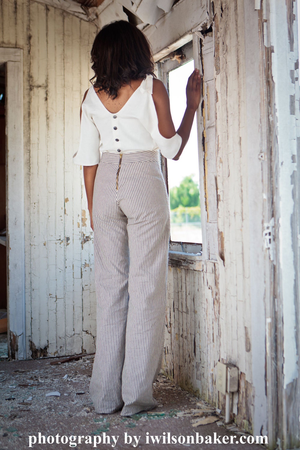 Railroad Stripe Tuxedo Pants Bell Bottom Pants Straight Pants Wide Leg ...