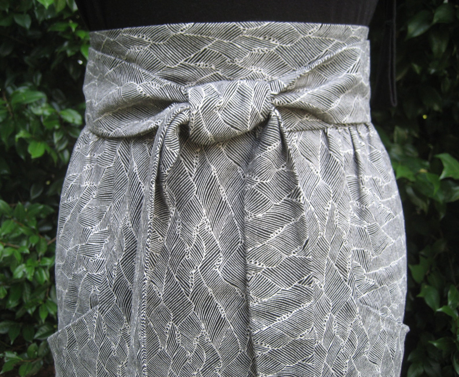 Railroad Stripe High Waist Skirt With Pockets & Tie Front A-line ...