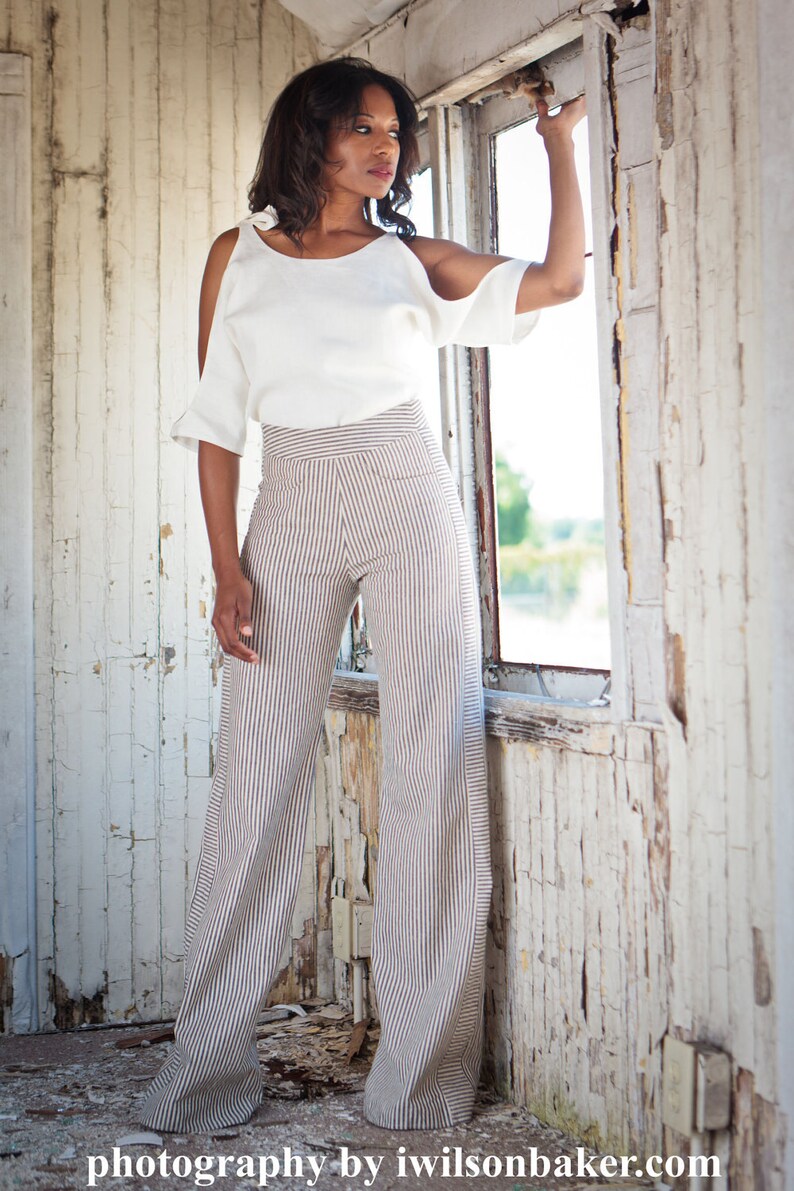 Railroad Stripe Tuxedo Pants Bell Bottom Pants Straight Pants Wide Leg ...