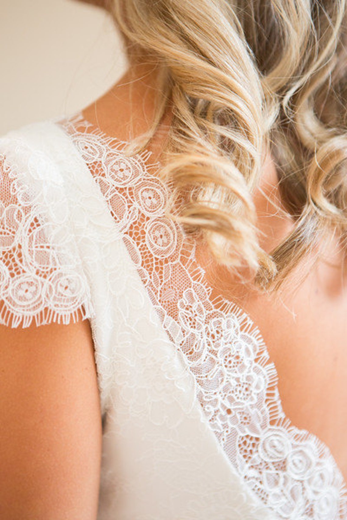 Custom Open Back Deep V Back Cap Sleeve Lace Wedding Dress Wedding Gown ...