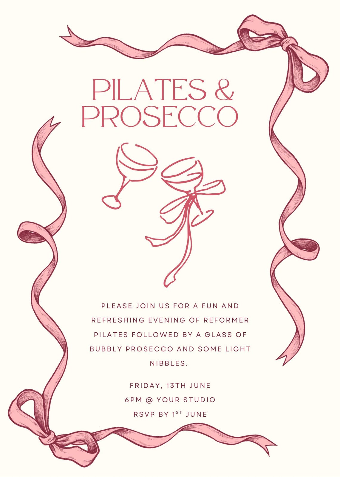 Pilates and Prosecco Invitation - Etsy