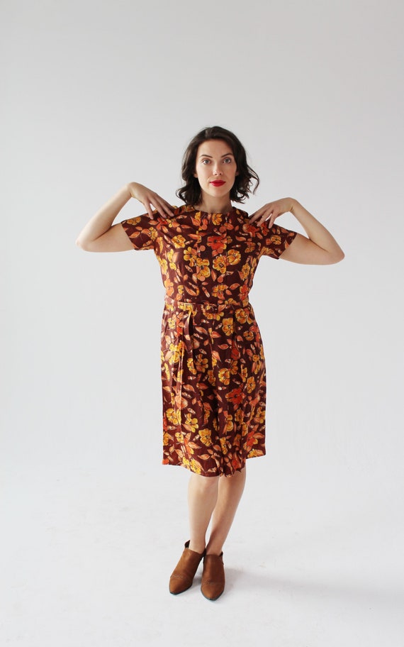 Autumn Floral Dress- 1950s Retro Pinup Day Dress, 4 - Gem