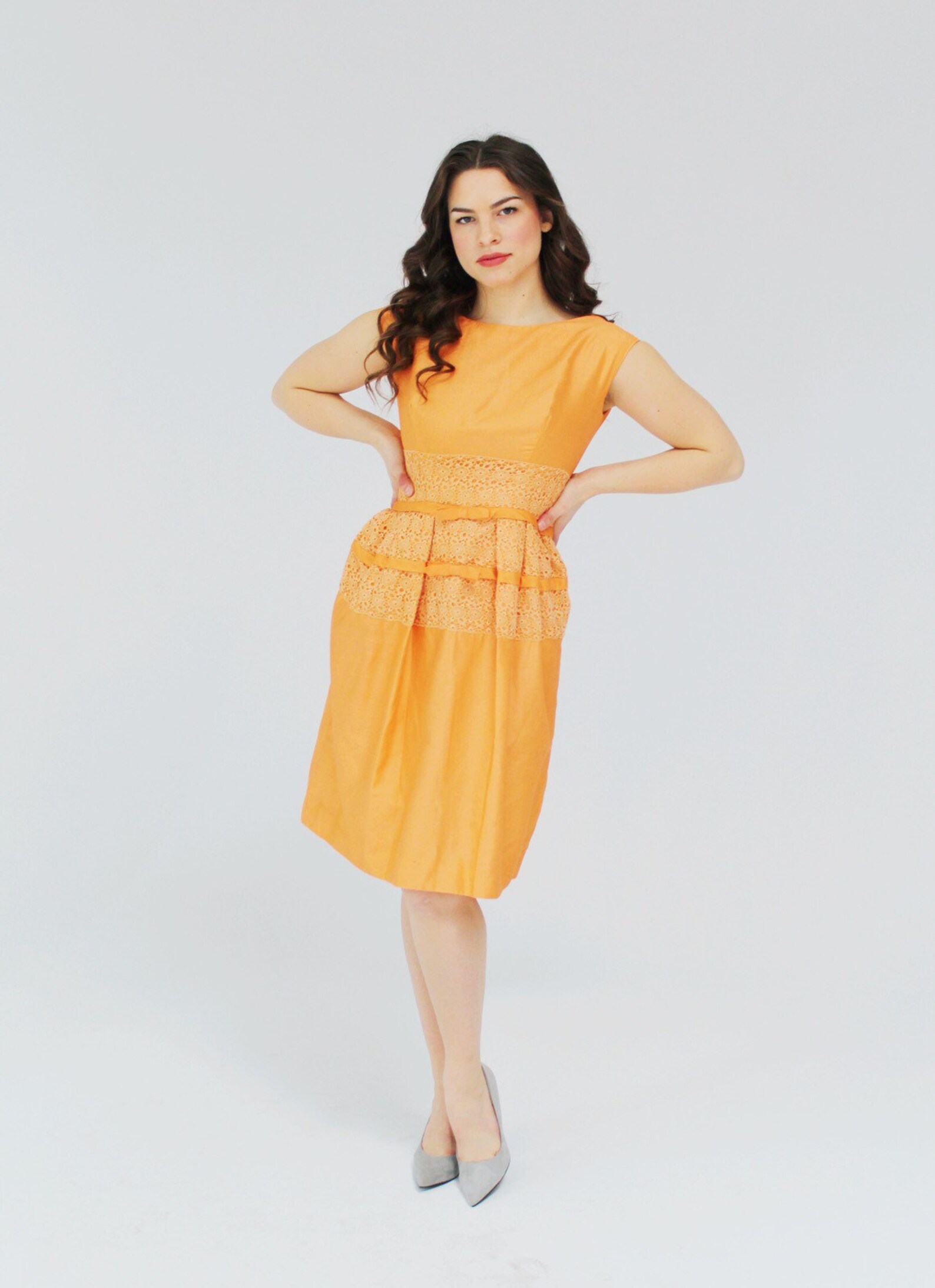 1950s SUZY PERETTE Peach Dress Hourglass Bombshell Pinup 2 - Etsy