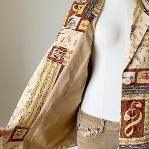 MUSIC NOTE BLAZER- Instrument, Treble Clef Medium Large 80s 90s Unique ...