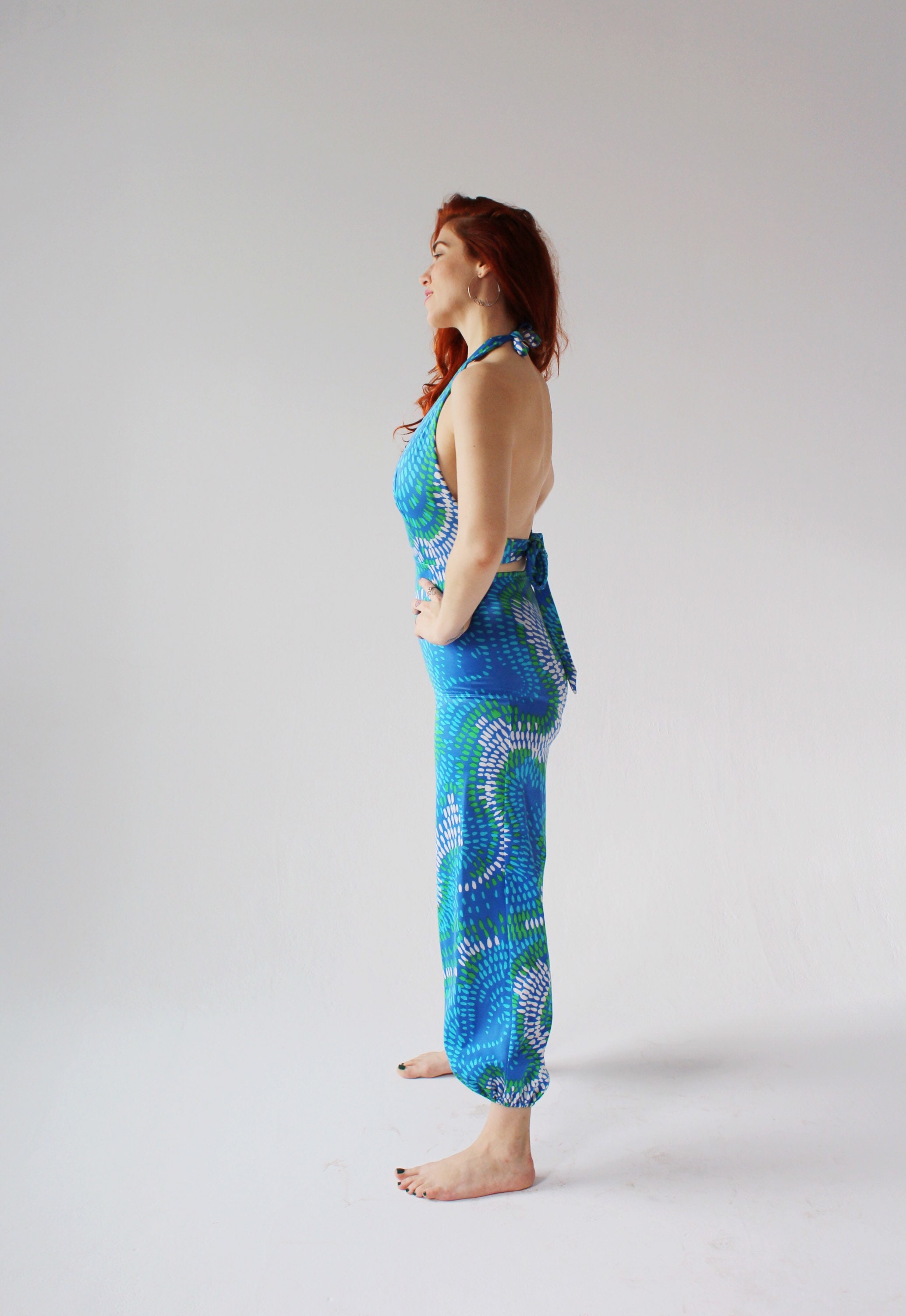 Vintage Halter Jumpsuit M 70s Pool Party Hostess Wideleg - Etsy