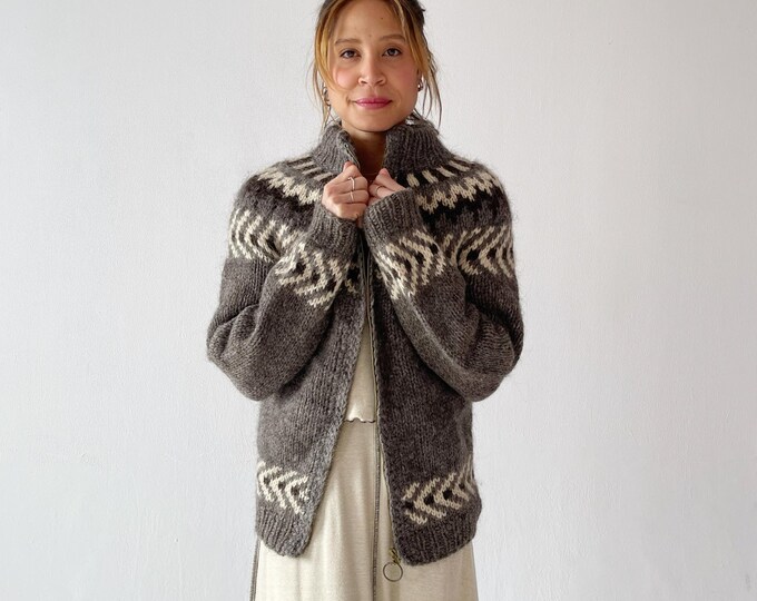 ICELANDIC WOOL SWEATER- Vintage Cardigan David Grains Fair Isle Cozy ...