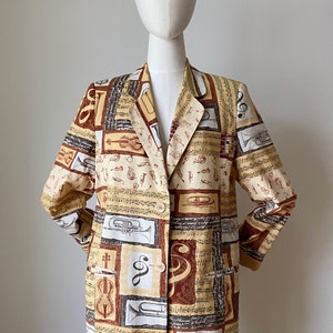 MUSIC NOTE BLAZER- Instrument, Treble Clef Medium Large 80s 90s Unique ...