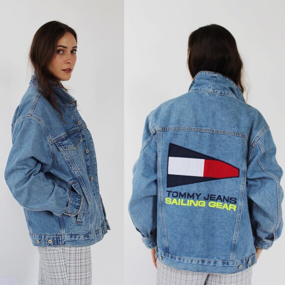TOMMY HILFIGER SAILING Denim Jacket- S, Oversized Boxy Loose TOMMY HILFIGER SAILING Denim Jacket- S, Oversized Boxy Loose
