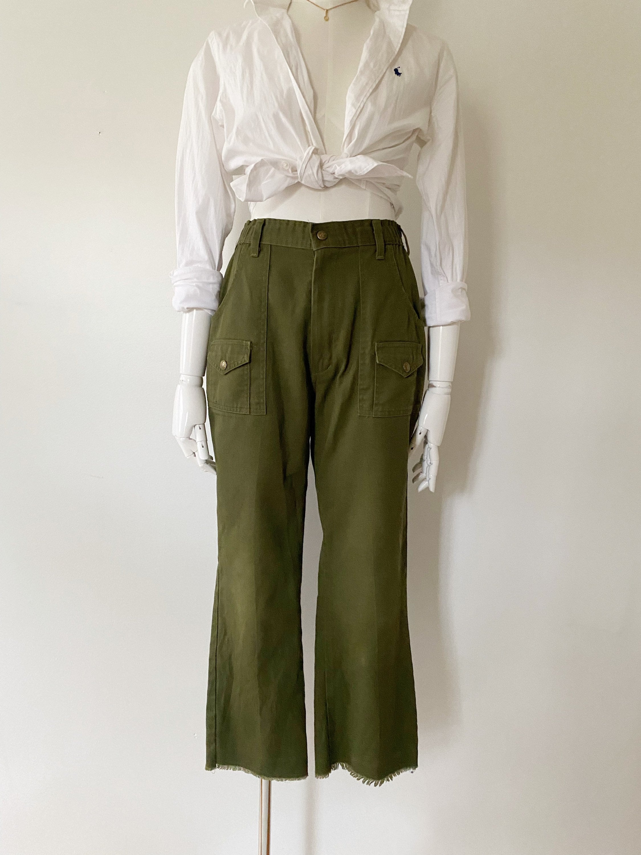 Boy Scout Hunter Green Cropped Pants- Vintage High Waist Workwear M - Etsy