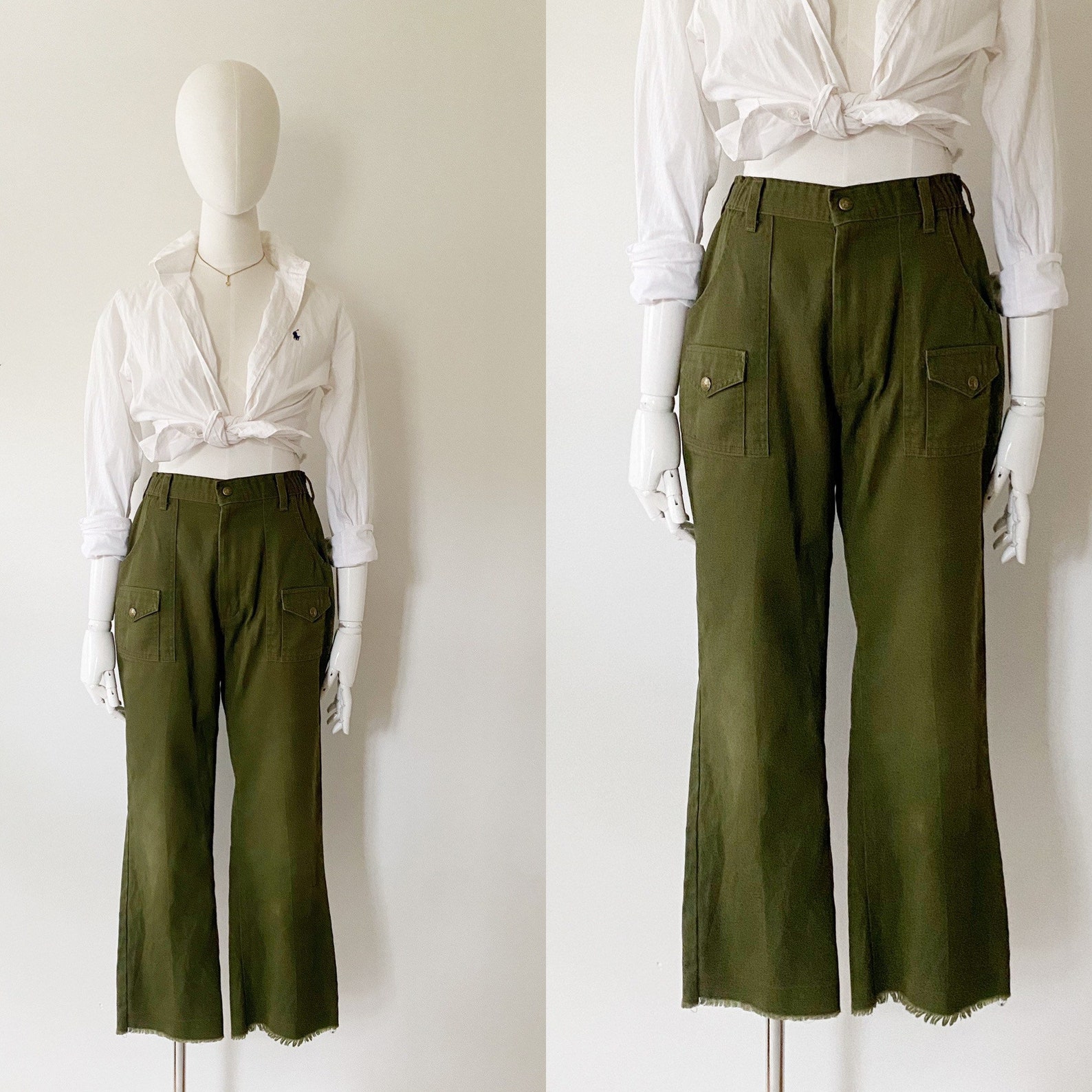 Boy Scout Hunter Green Cropped Pants- Vintage High Waist Workwear M - Etsy