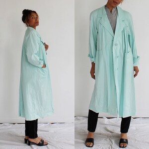 Teal Blue Duster Jacket- M/L, Deadstock 80s Vintage Unisex Chore Coat G ...