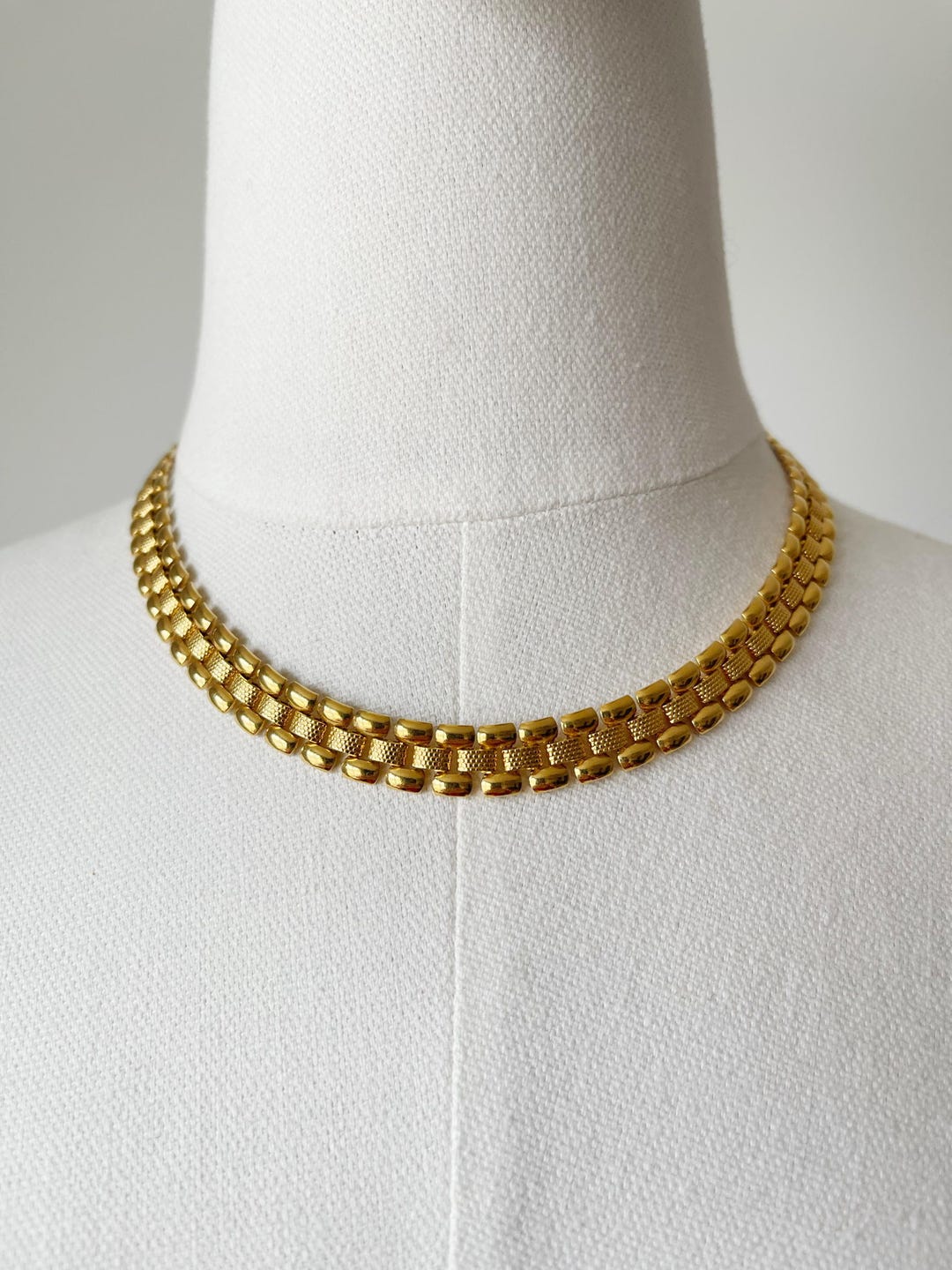 MONET GOLD CHAIN- Vintage Textured Chain Link Costume Jewelry 70s 80s ...