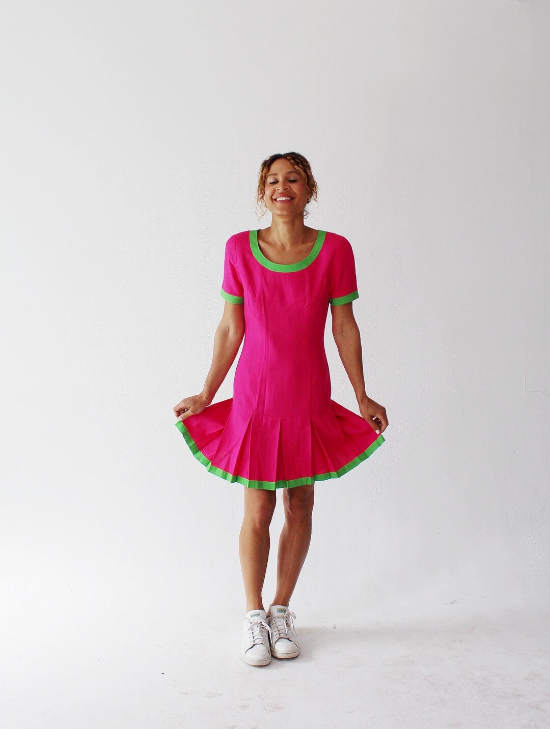 WATERMELON TENNIS DRESS- Vintage Pink Green Pink 90s Mini Sporty ...