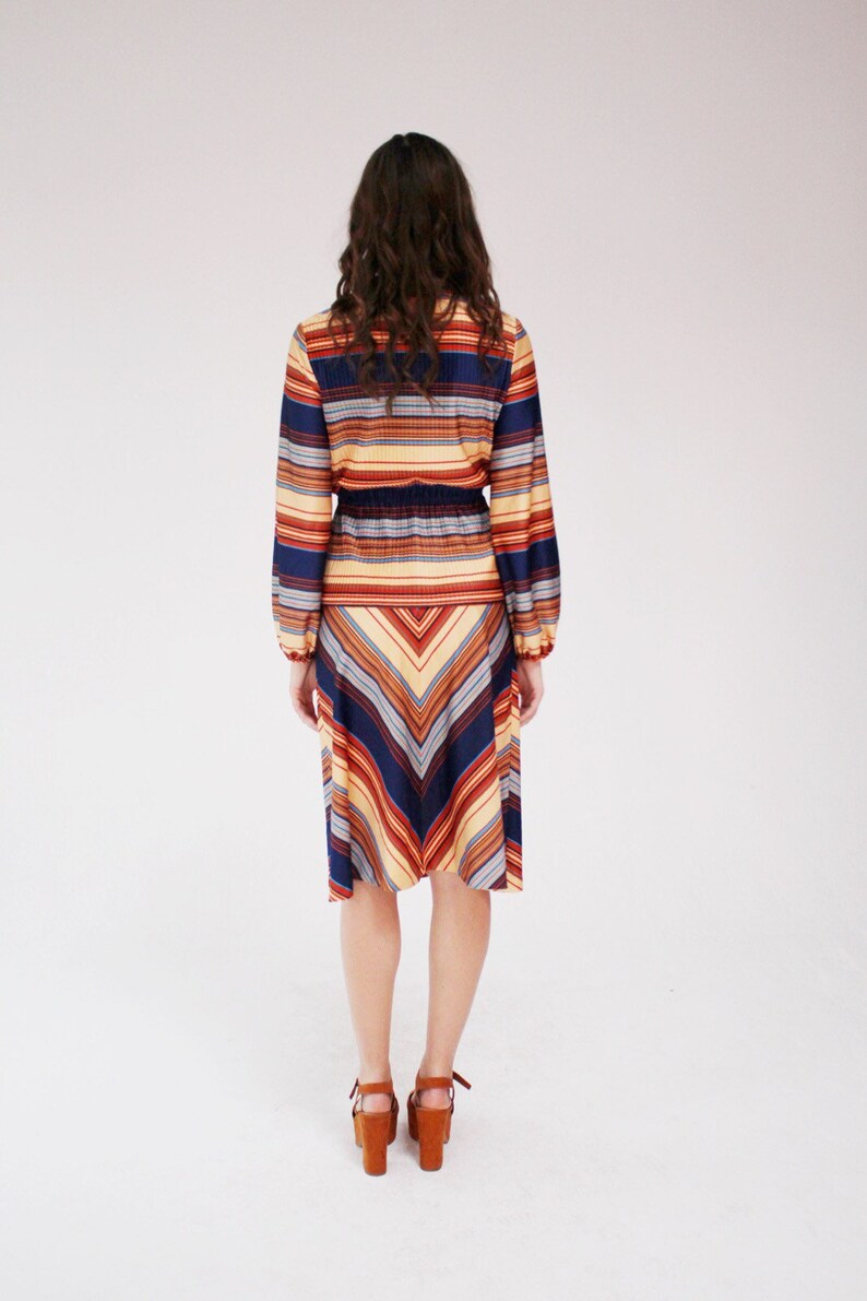 70s 2 Piece Set S Striped Outfit Suit Chevron Matching Set - Etsy