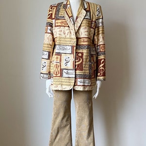 MUSIC NOTE BLAZER- Instrument, Treble Clef Medium Large 80s 90s Unique ...